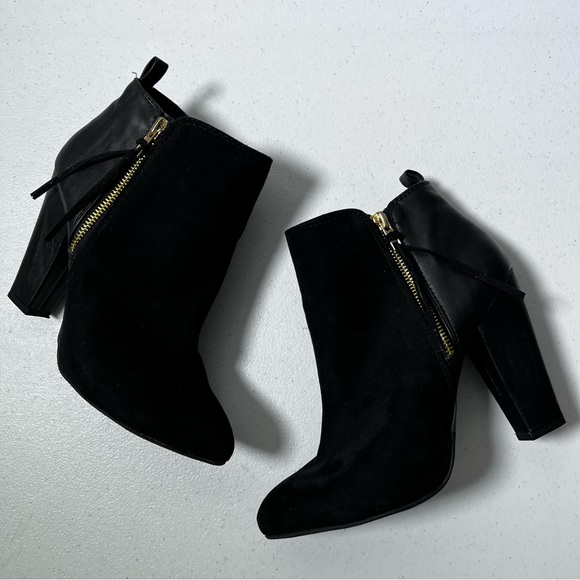 Shoes | Mossimo Black Faux Leather And Suede Ankle Booties Size 8 ...